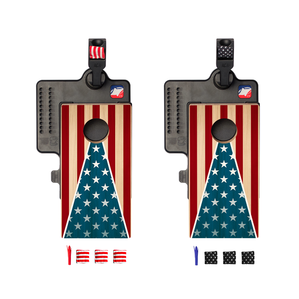 American Flag Classic Triangle Double Chuck Mini Cornhole Tabletop Gam