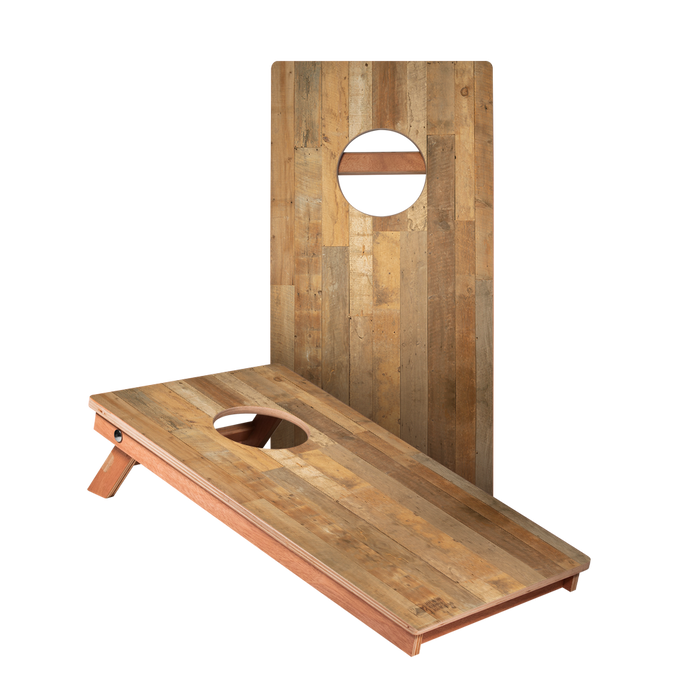 Distressed Wood Backyard 1200 Cornhole Boards
